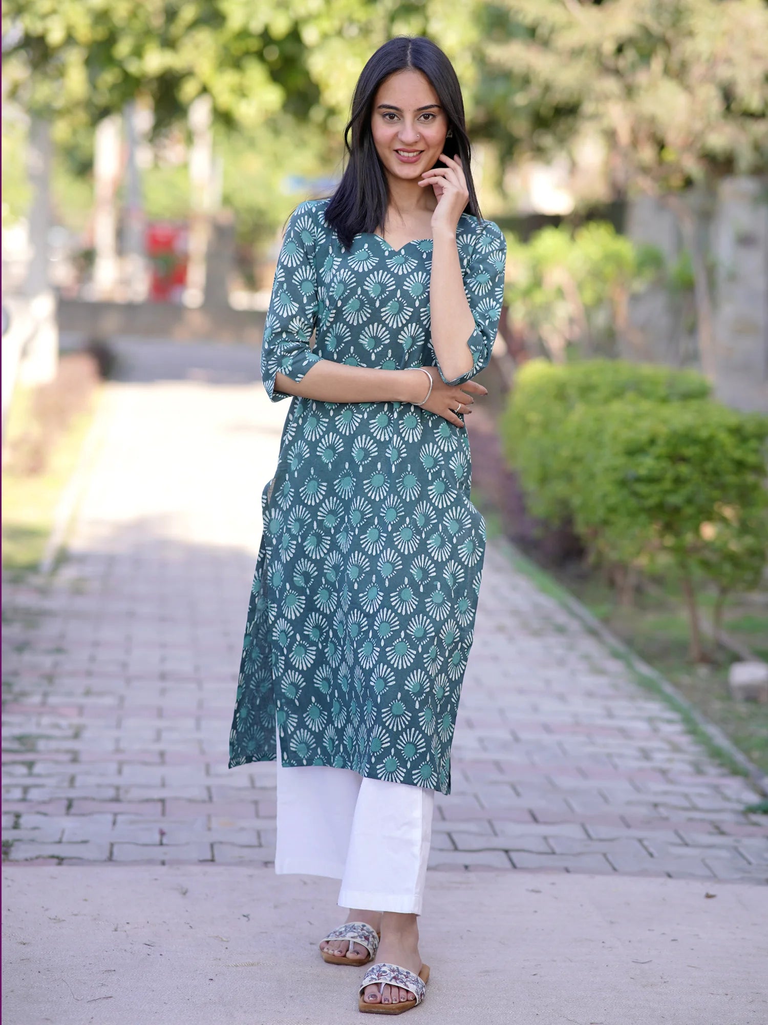 Dancing Peacock Block Printed COTTON Kurta – BaSaKa