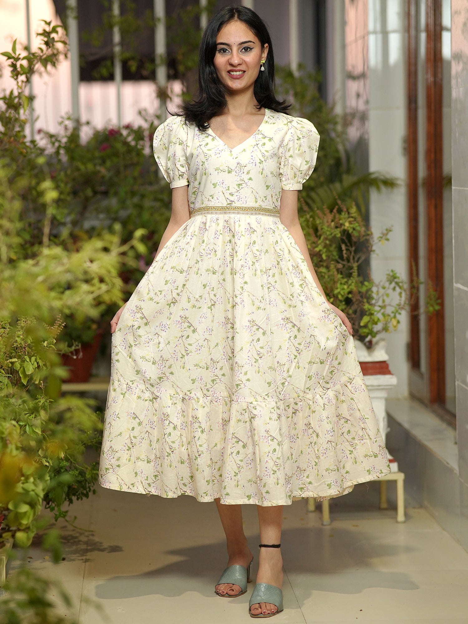 Lush Leaf COTTON Tiered Dress – BaSaKa