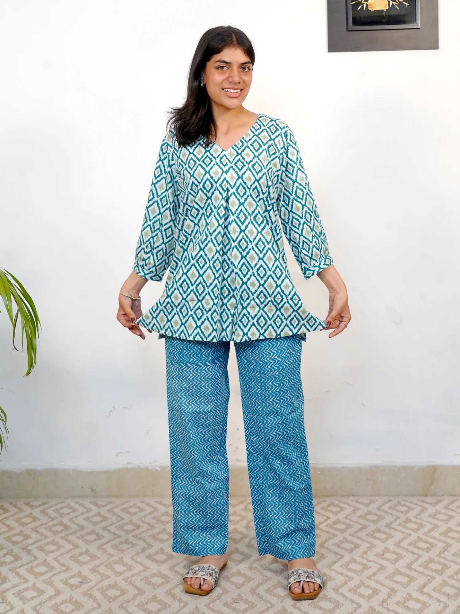 Pacific Blue Diamond COTTON Lounge Set – BaSaKa