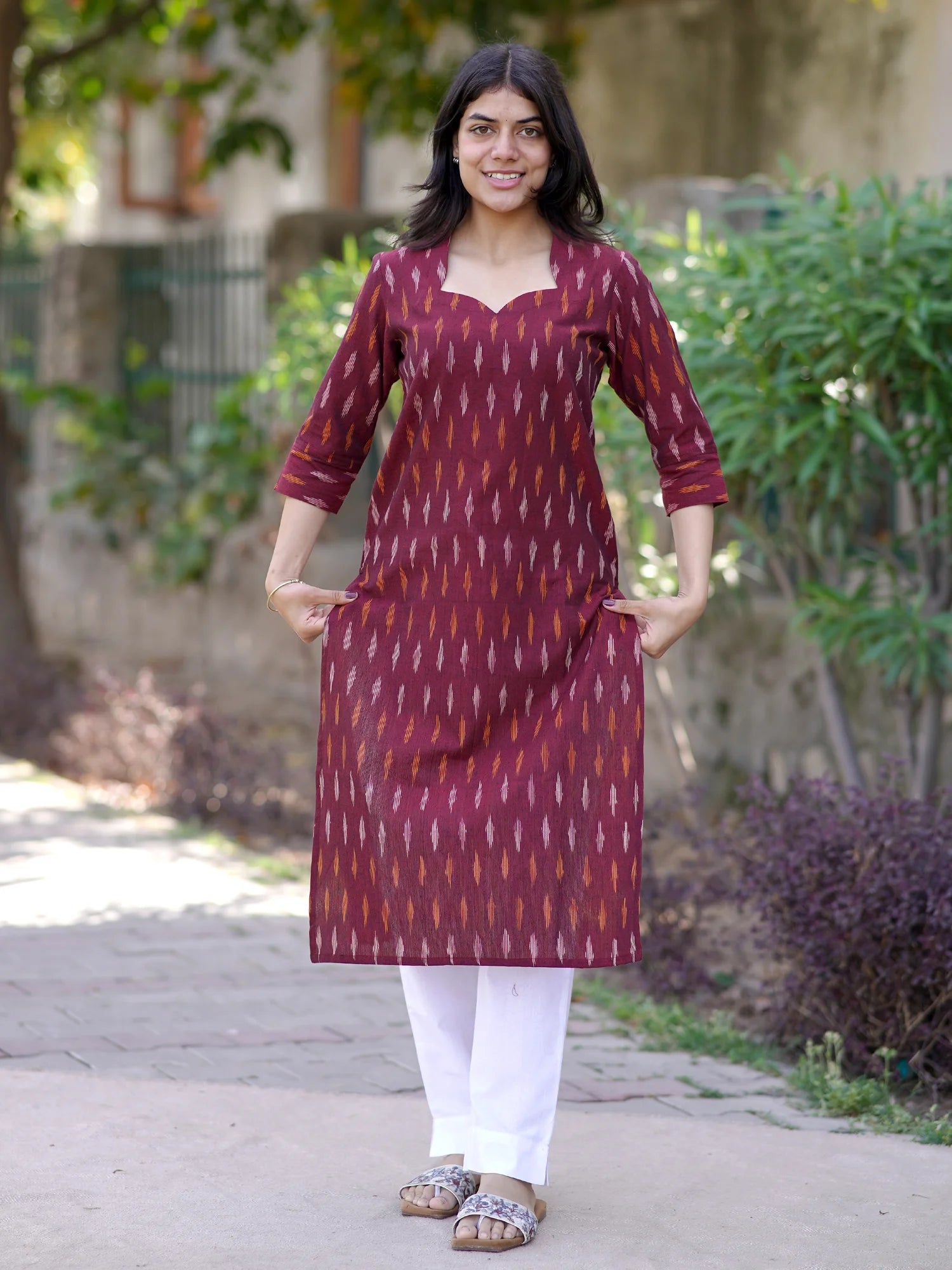 Persian Plum IKKAT Handloom Cotton Kurta – BaSaKa