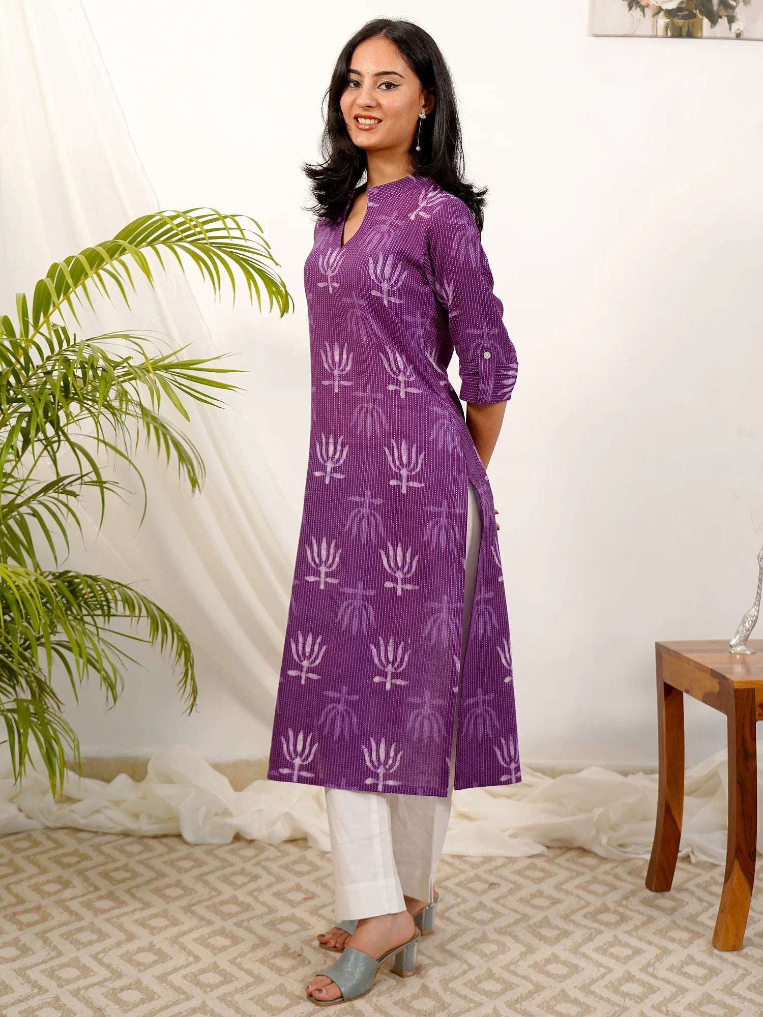 Purple Lotus Kanta COTTON Kurta – BaSaKa